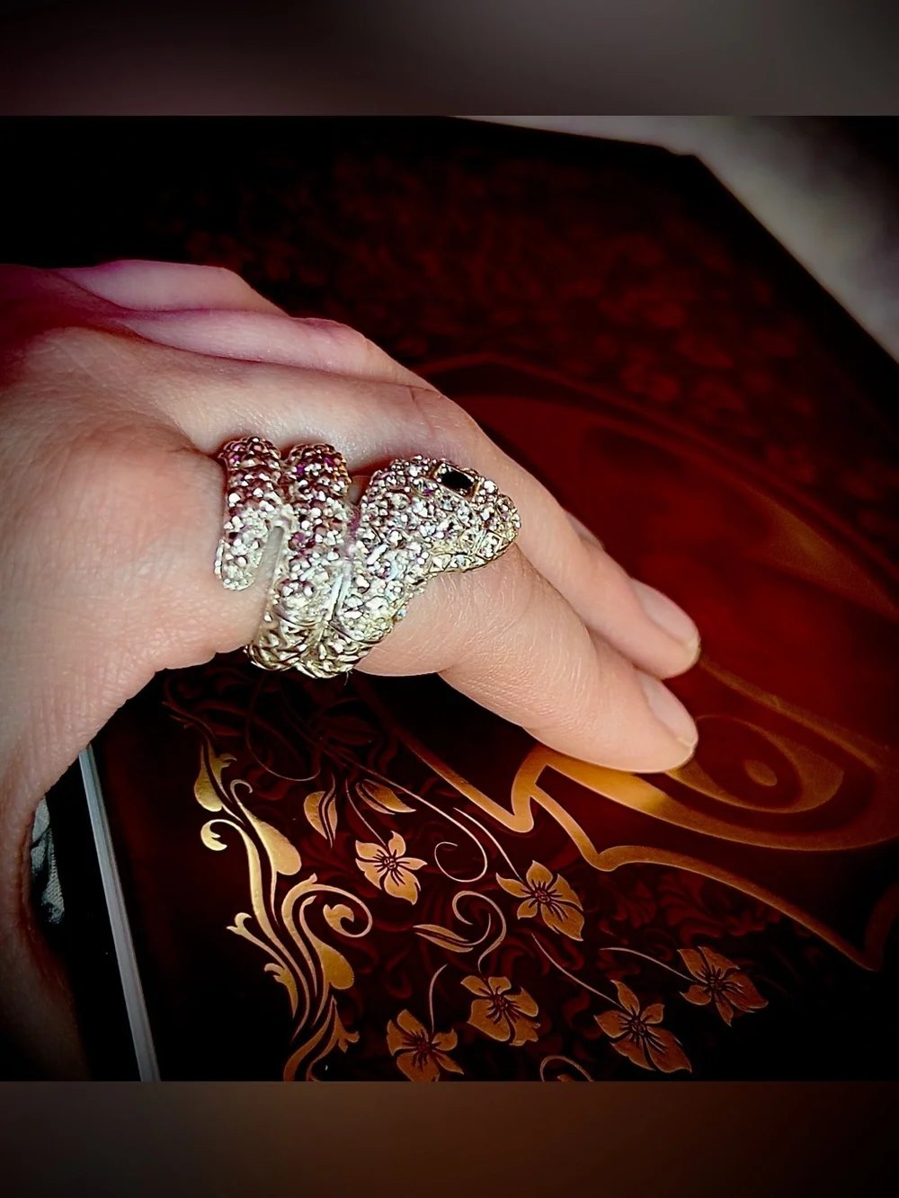 Jewelry | Ring Crystal Snake Wrap Silver Tone Elastic Stretch ...
